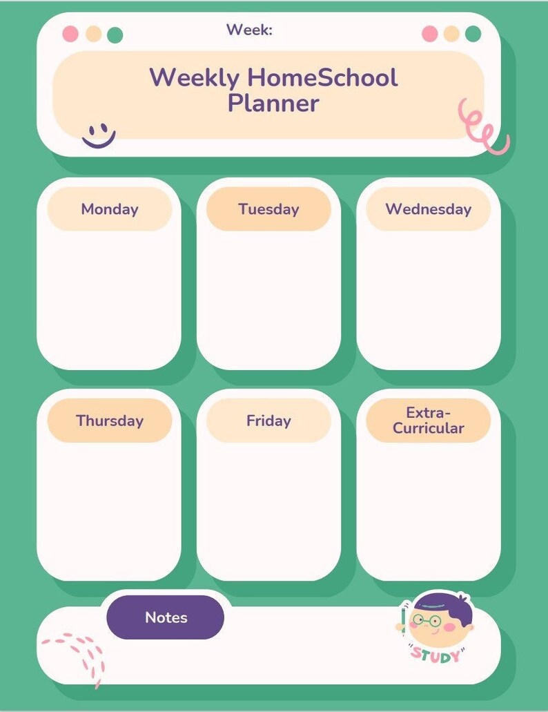 Weekly Homeschool Planner - Etsy