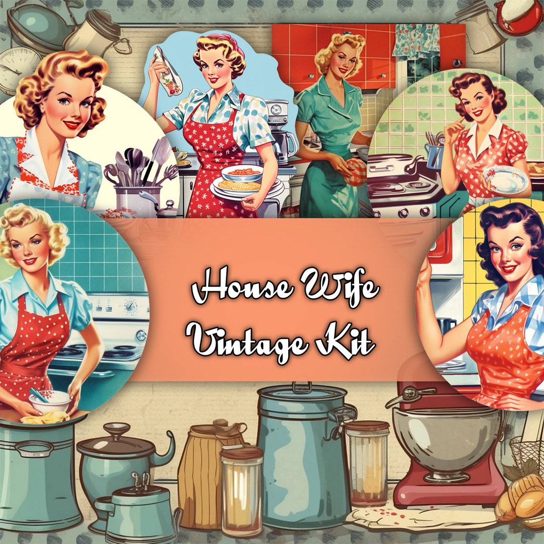 Vintage Retro Housewife Kitchen Journals Fussy Cuts Digital Bundle for ...