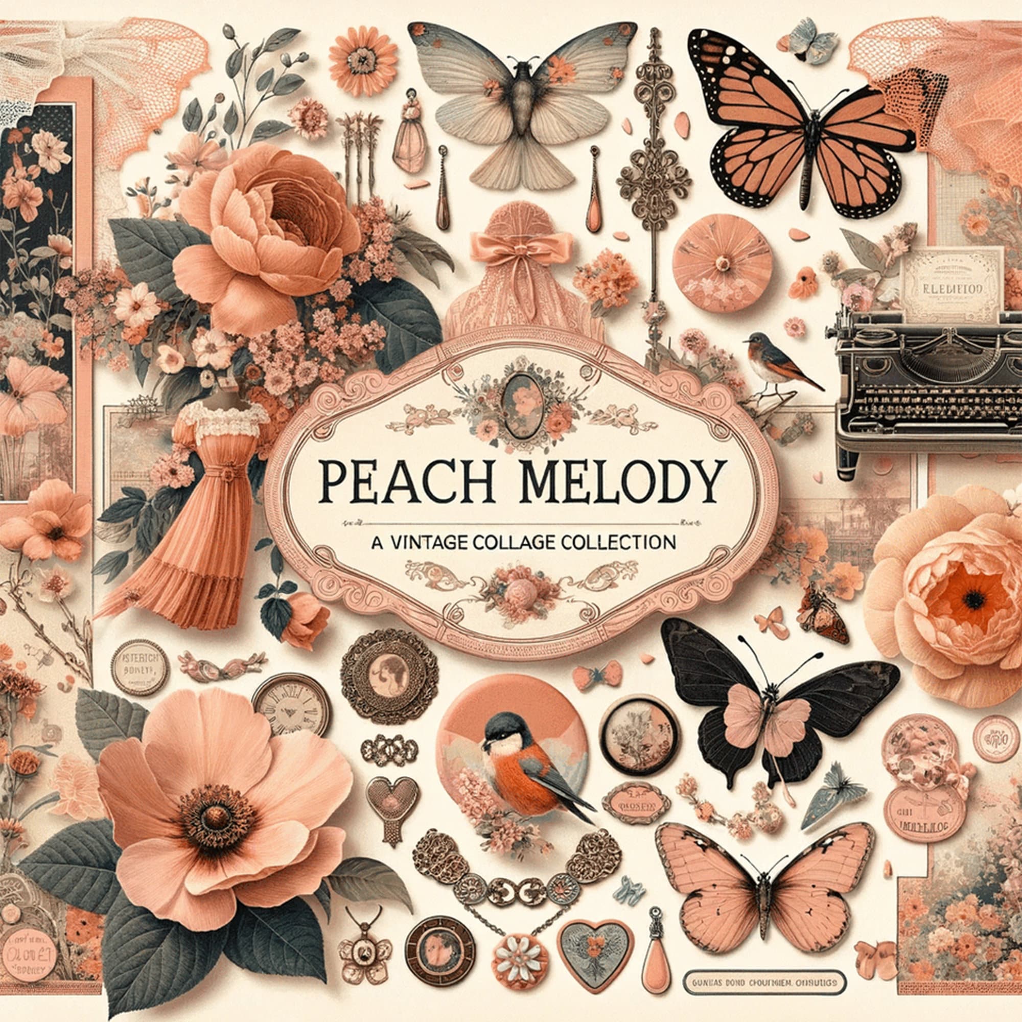 Vintage Peach-colored Digital Embellishments: 29 Exquisite - Etsy