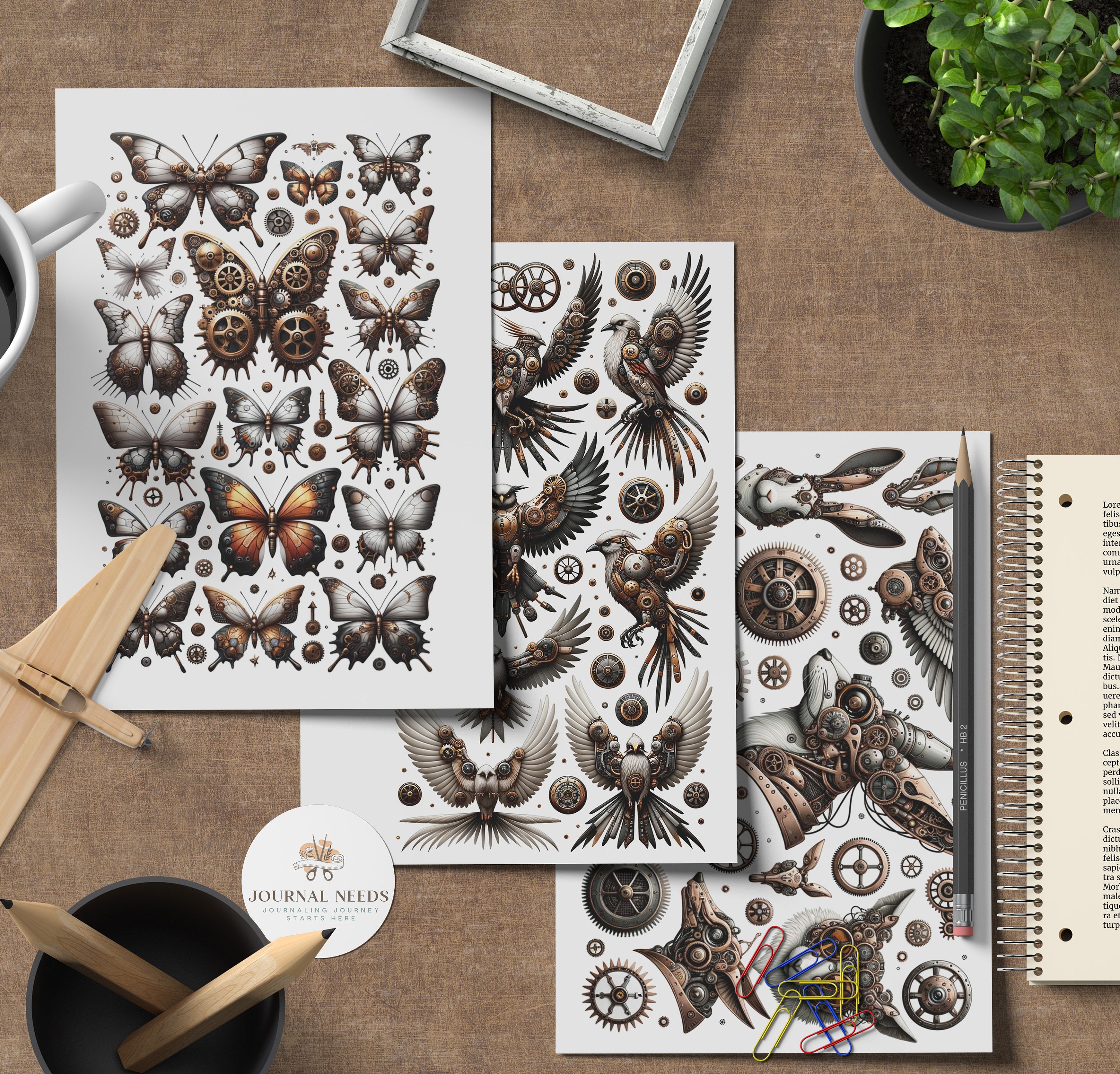 Steampunk Vintage Collage Sheets 47 . Backgrounds Bundle Quality PNG ...