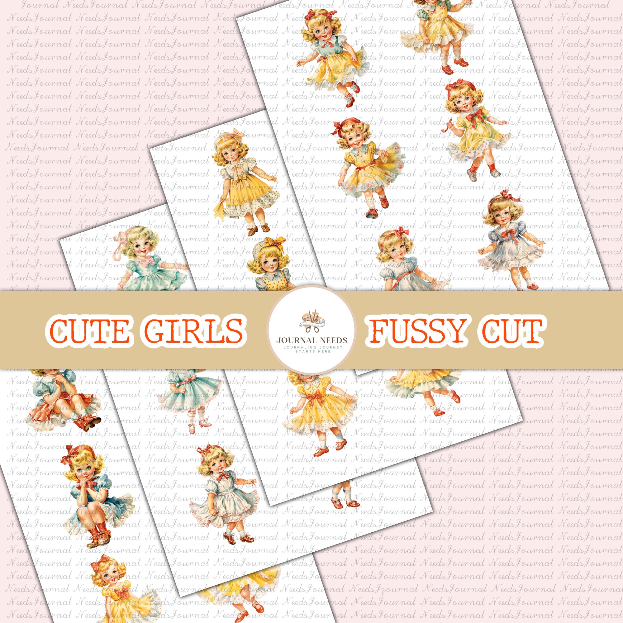 Vintage Retro Cute Girls Charm: 80 Vintage Cute Girls for Junk ...