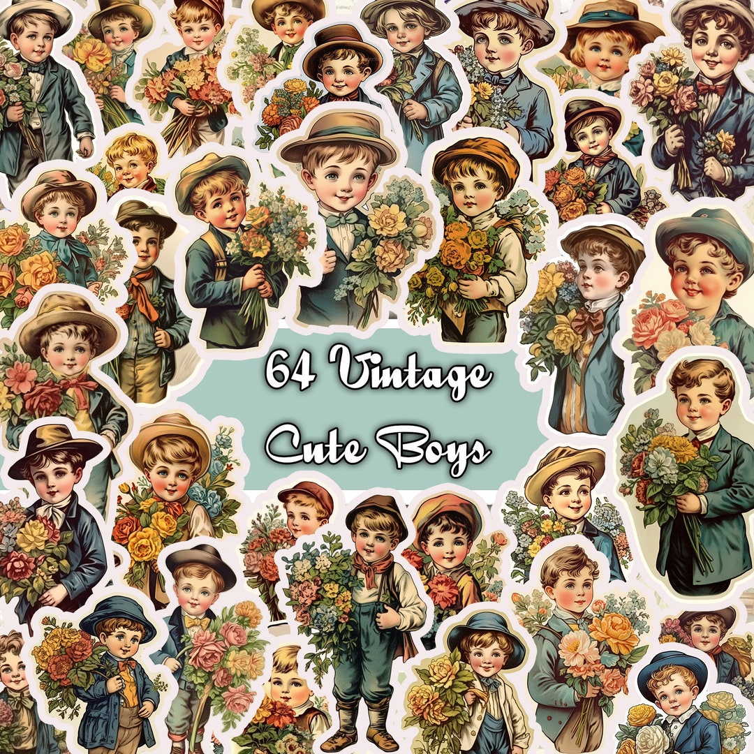 Vintage Fussy Cut Cute Boys , Junk Journal Ephemera, Girl Stickers ...