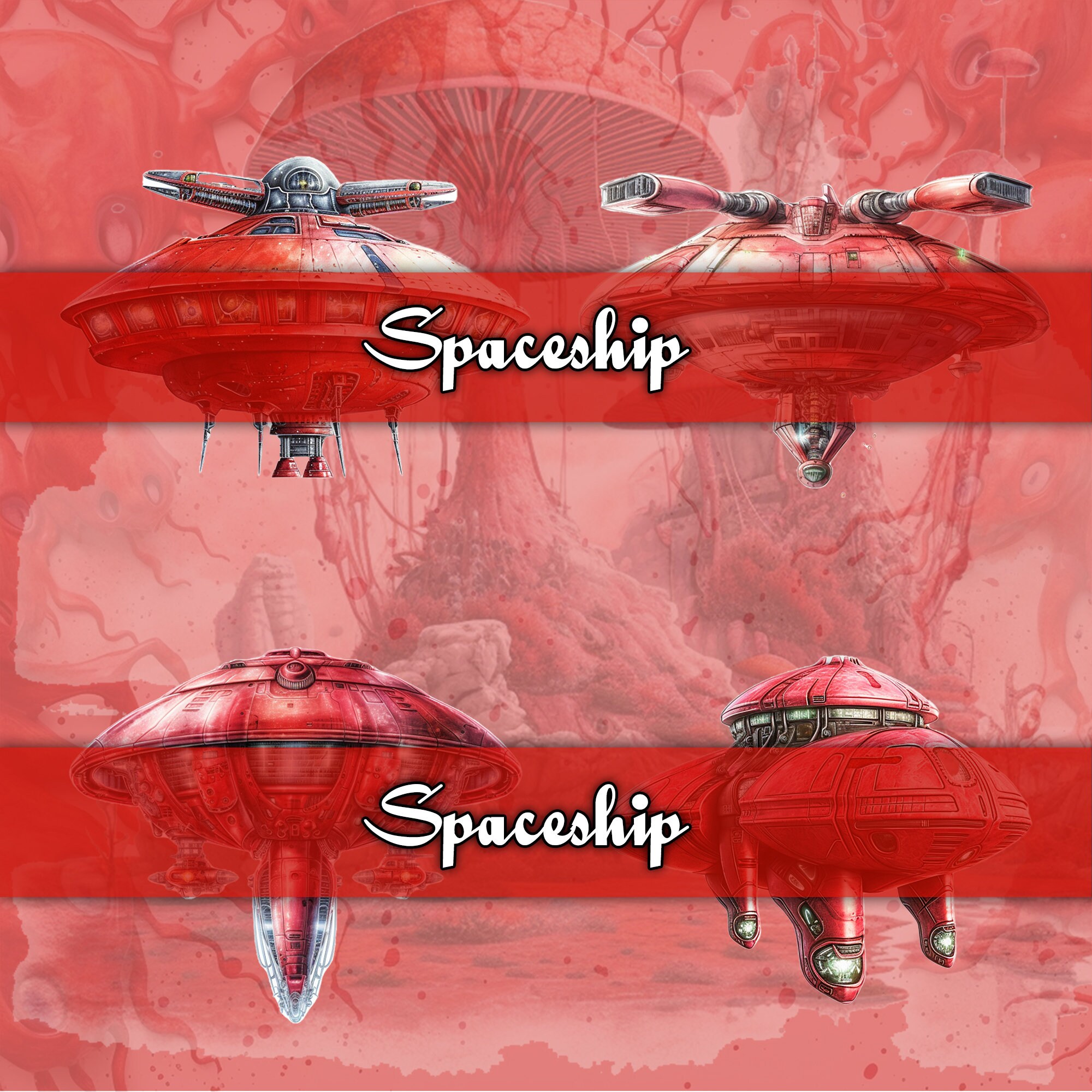 Red Aliens Bundle Male Female Spaceships Planets Fussy - Etsy