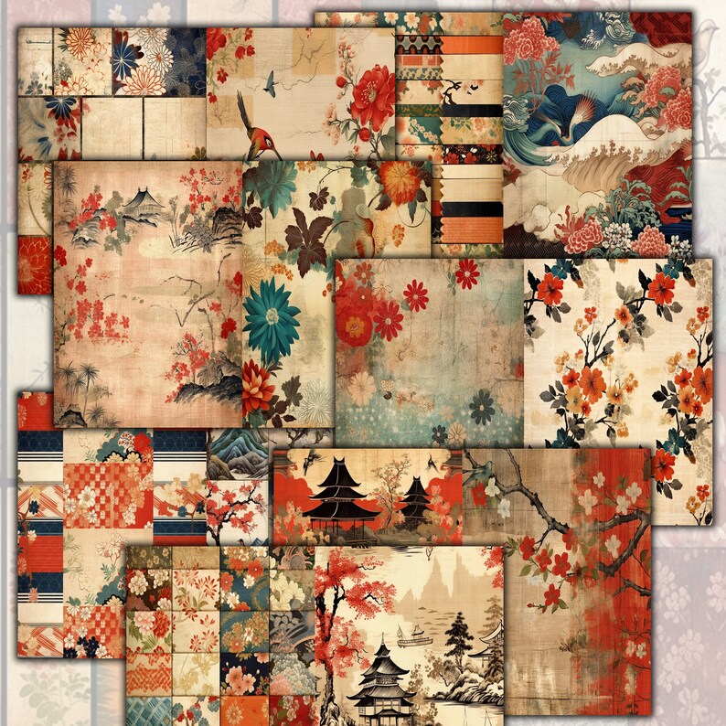 Vintage Rustic Japan Journal Pages Digital Papers Japanese - Etsy