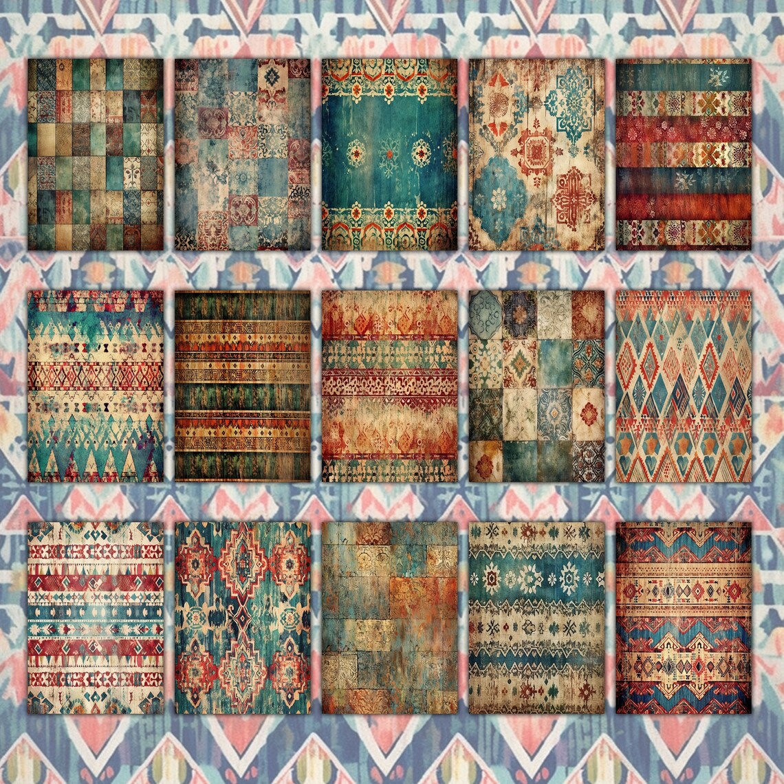 Vintage Rustic Bohemian Journal Pages Digital Papers Boho - Etsy