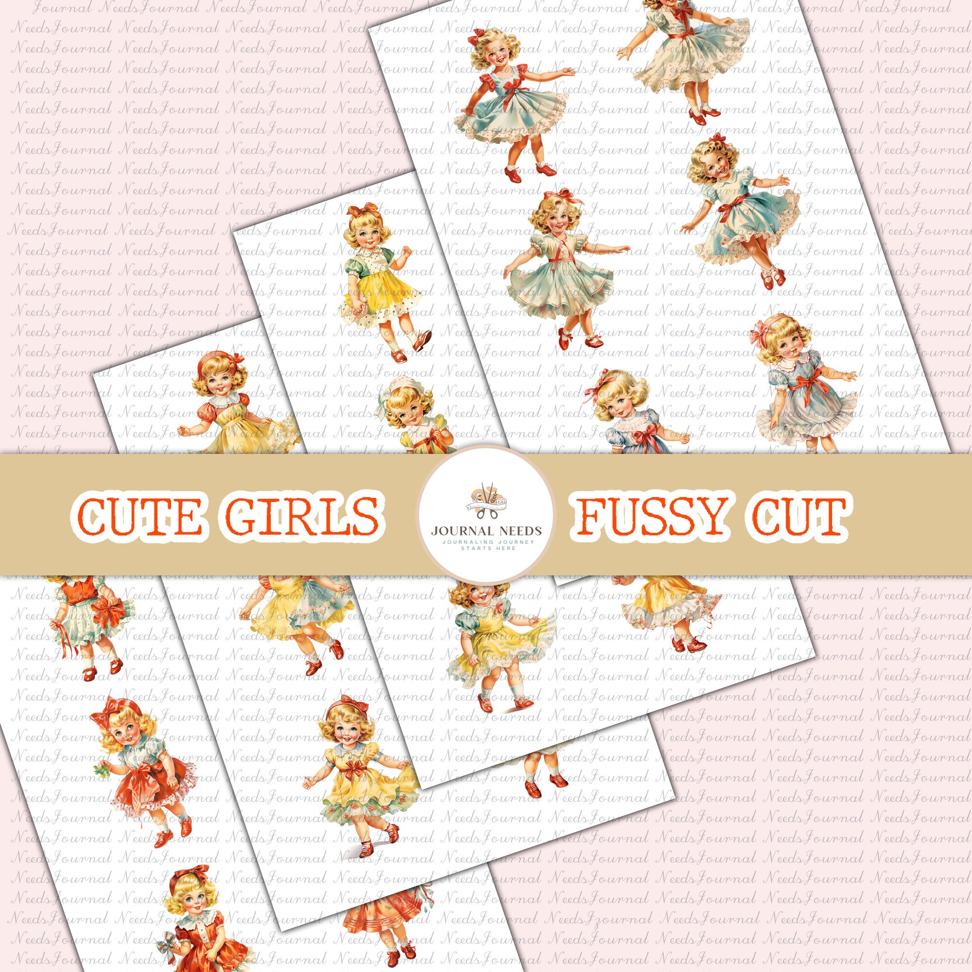 Vintage Retro Cute Girls Charm: 80 Vintage Cute Girls for Junk ...