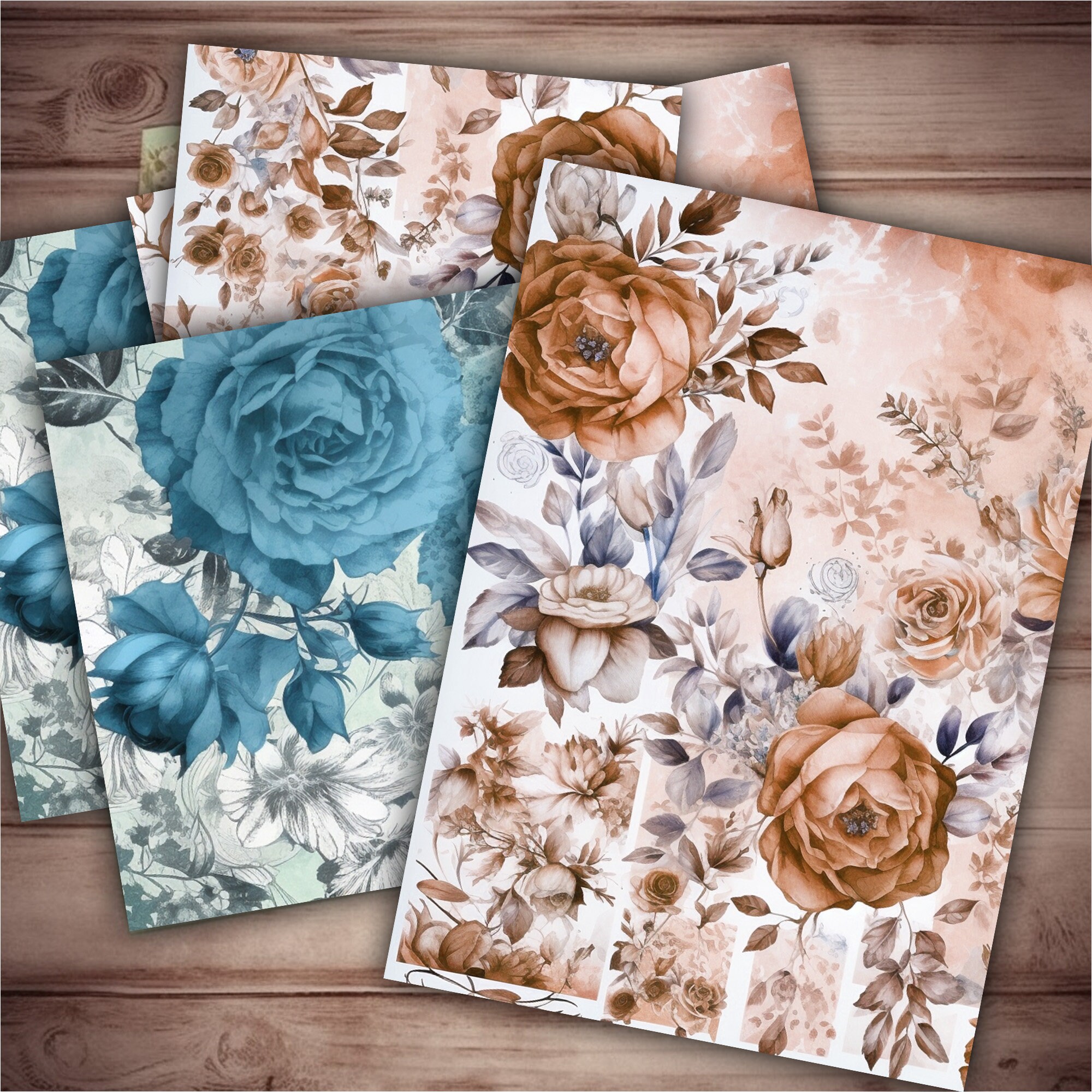 Vintage Floral Journal Pages , Digital Papers , Floral Ephemera Pack ...
