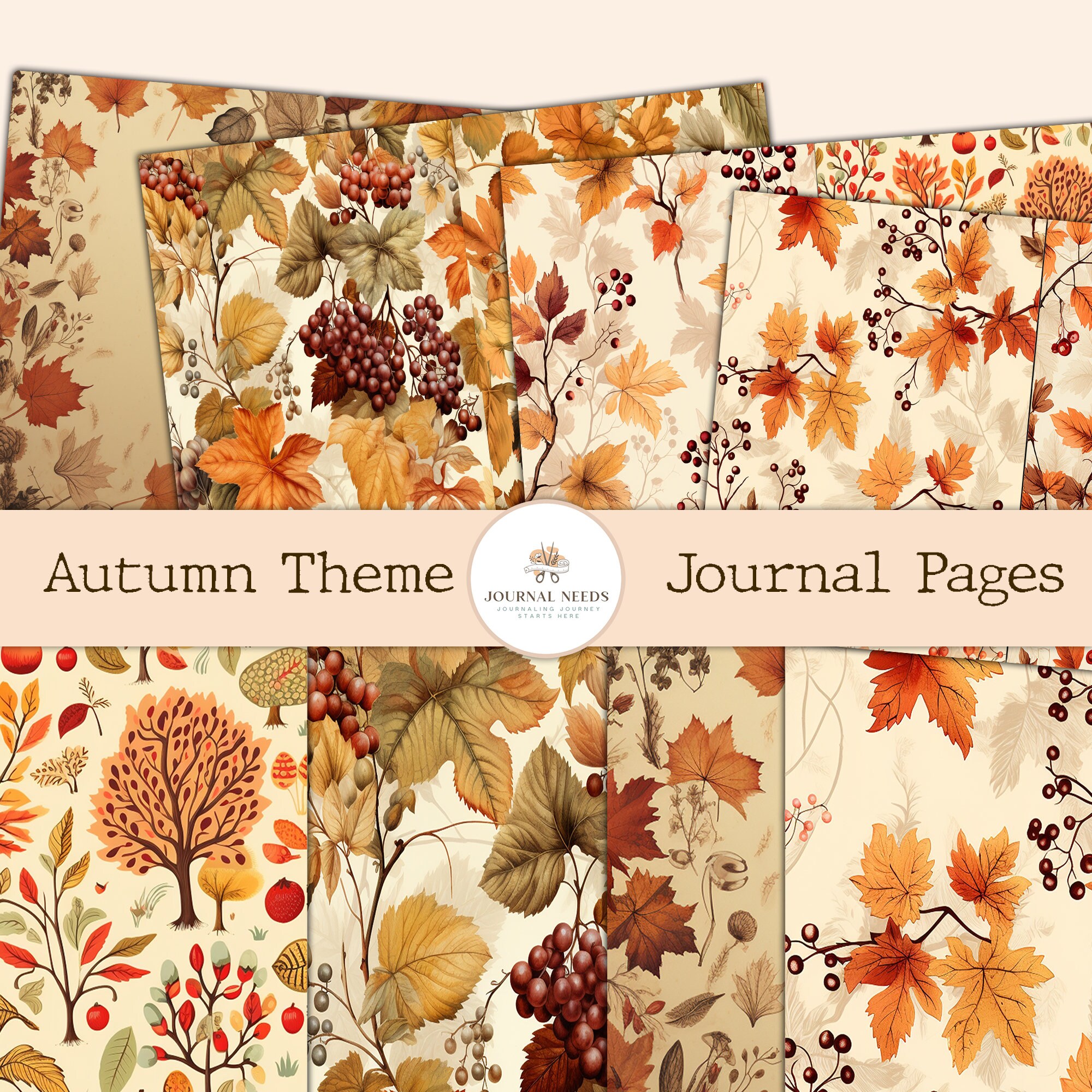 Vintage Rustic Autumn Journal Pages Digital Papers Autumn - Etsy