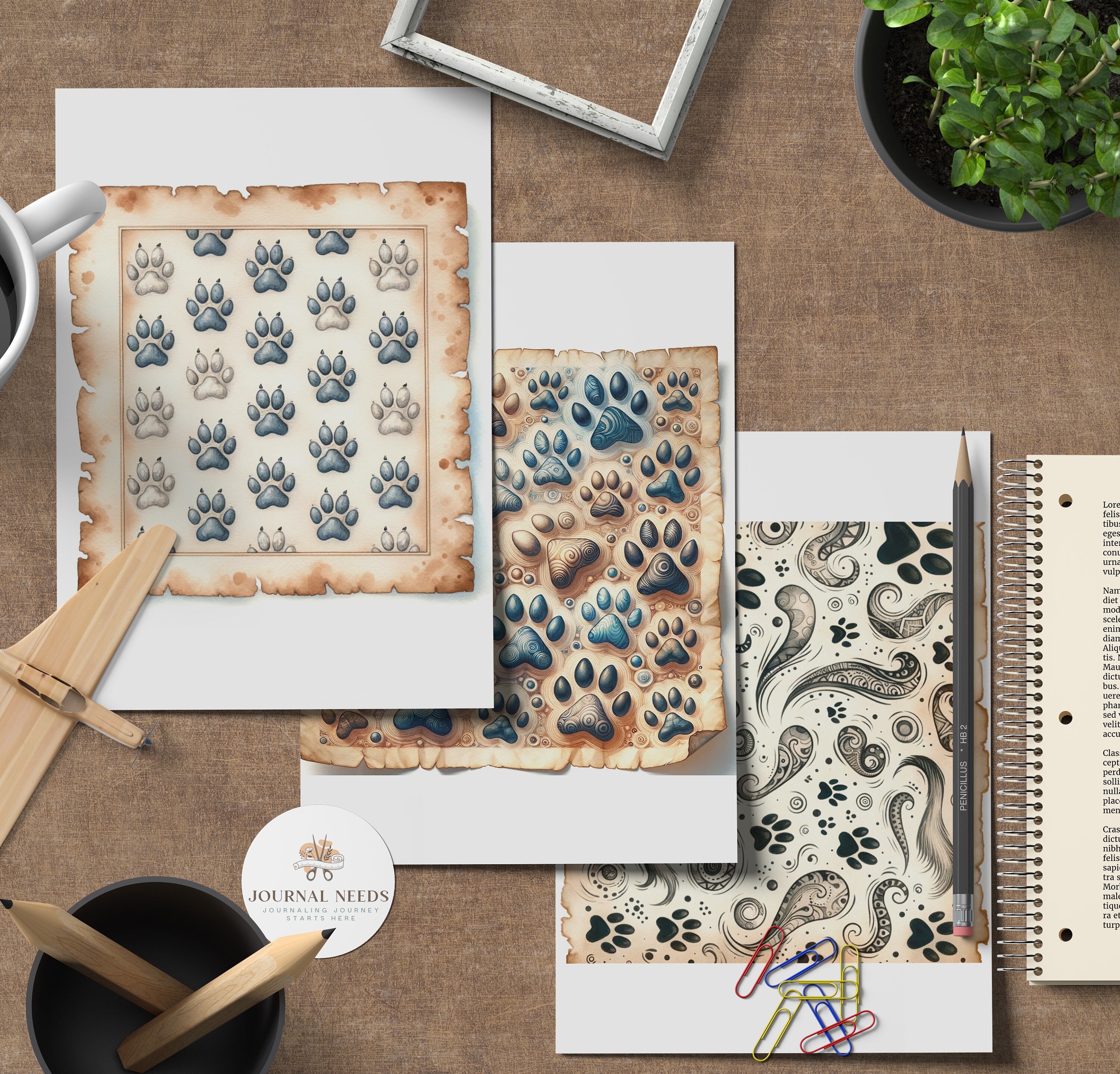 Dog Paw Pattern Background Pages Vintage Page Background Pdf Jpg . Junk ...