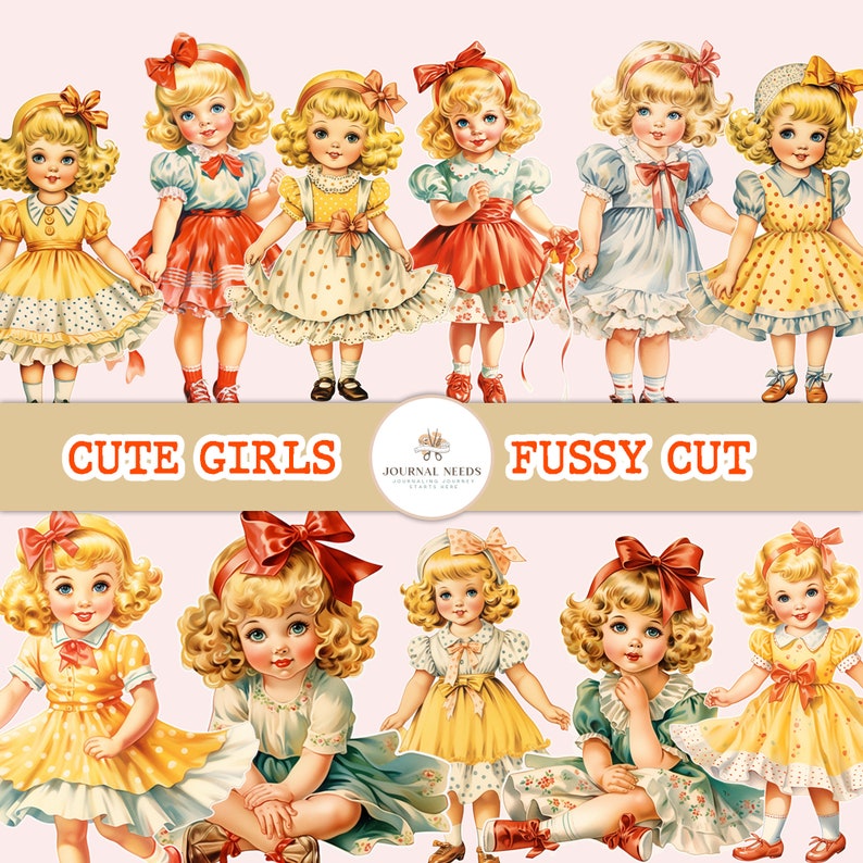Vintage Retro Cute Girls Charm: 80 Vintage Cute Girls for Junk ...