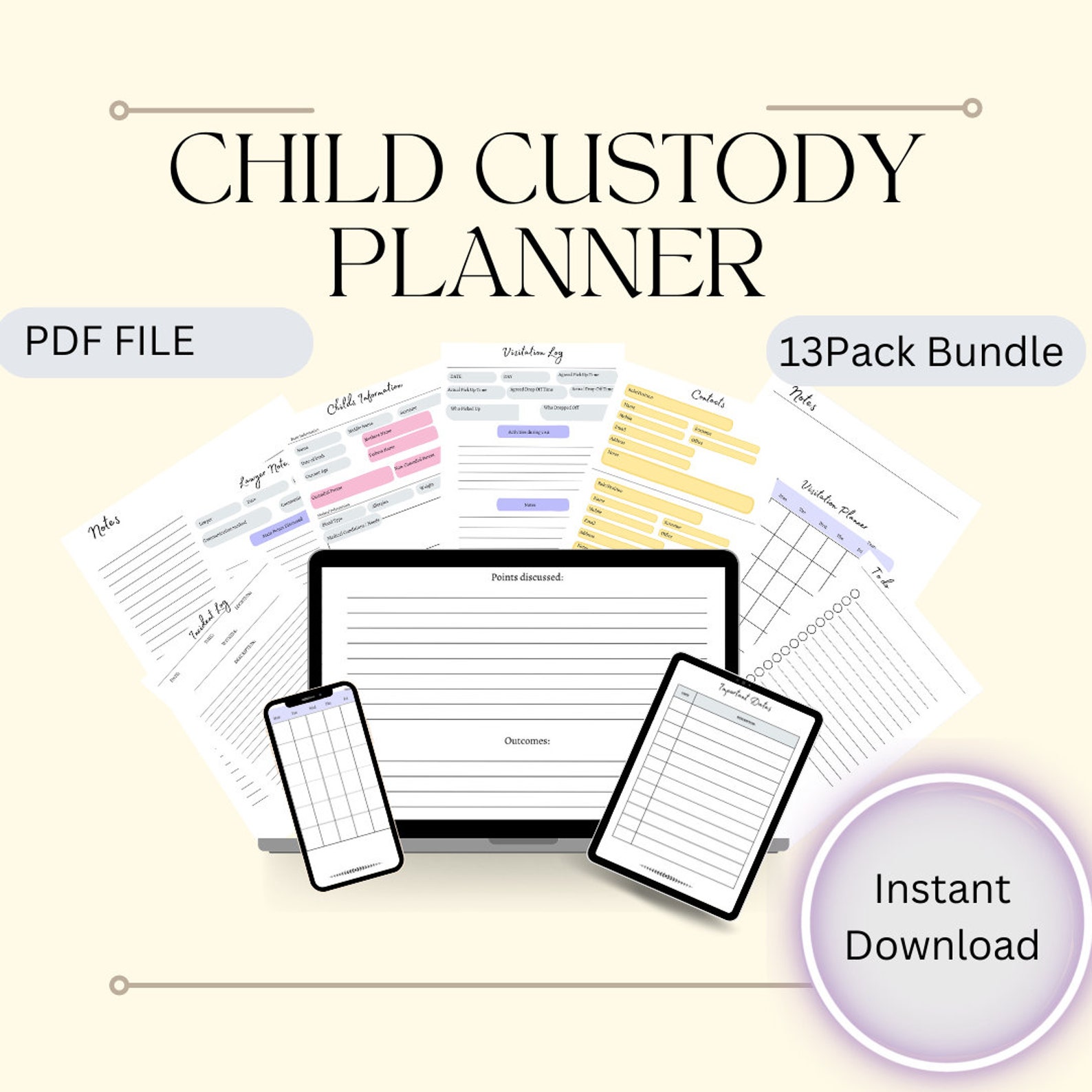 Child Custody Planner Bundle - Custody Planner, Custody Journal, Child ...