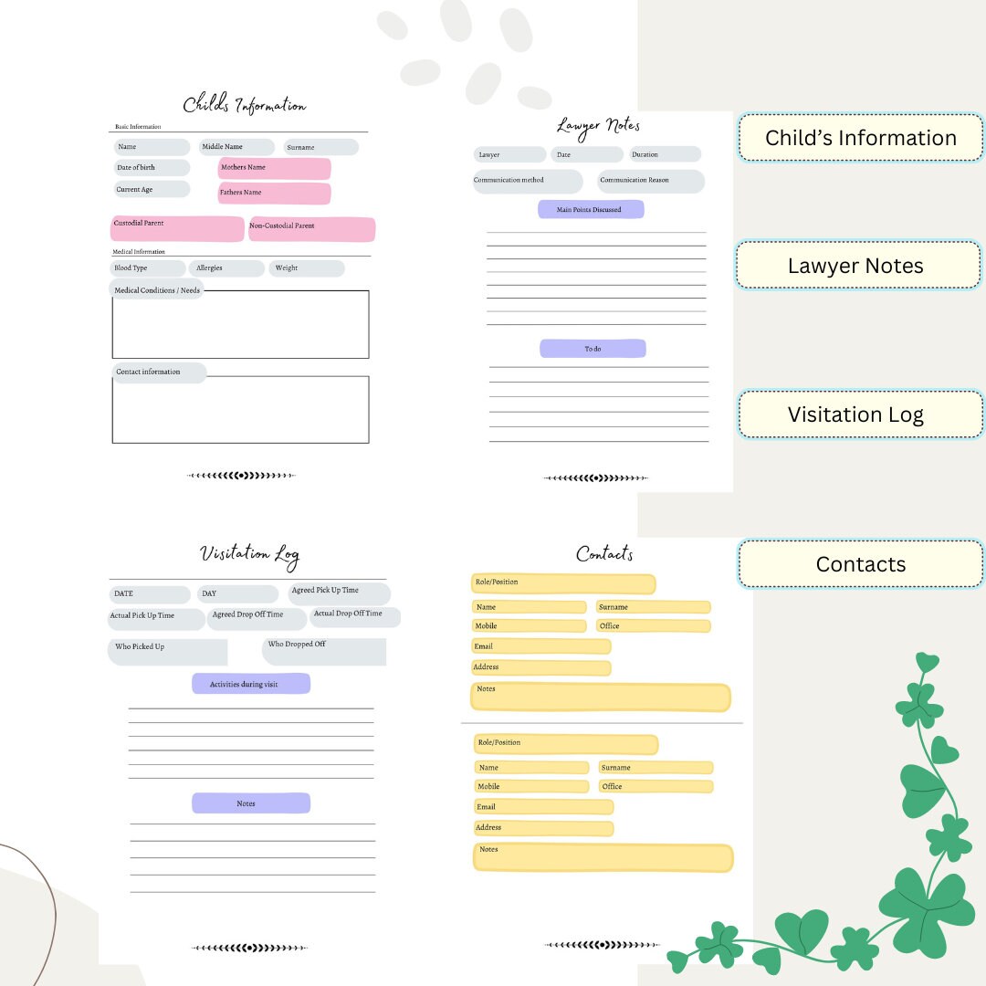 Child Custody Planner Bundle - Custody Planner, Custody Journal, Child ...