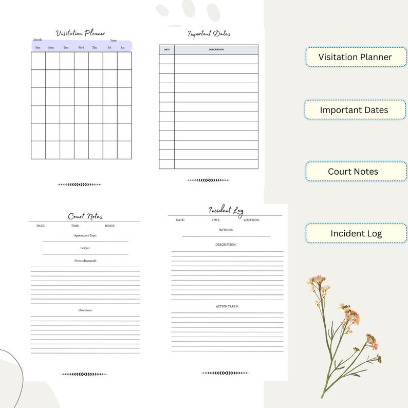 Child Custody Planner Bundle - Custody Planner, Custody Journal, Child ...