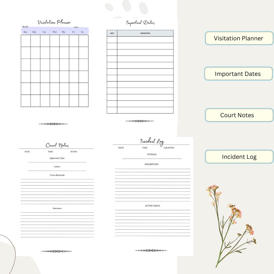 Child Custody Planner Bundle - Custody Planner, Custody Journal, Child ...