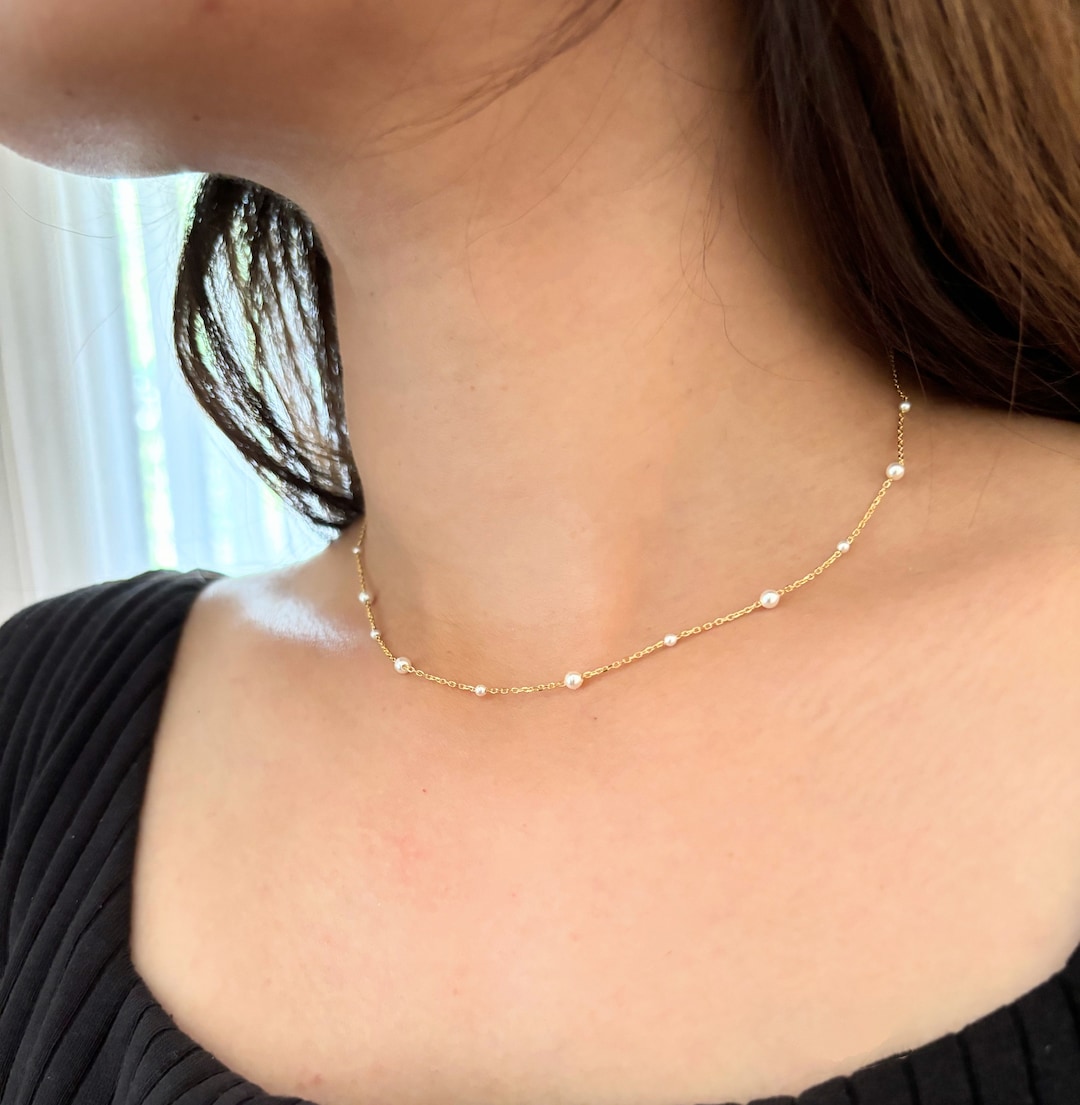 Dainty Necklace • Single Strand • Delicate Pearl Strand • Necklace ...