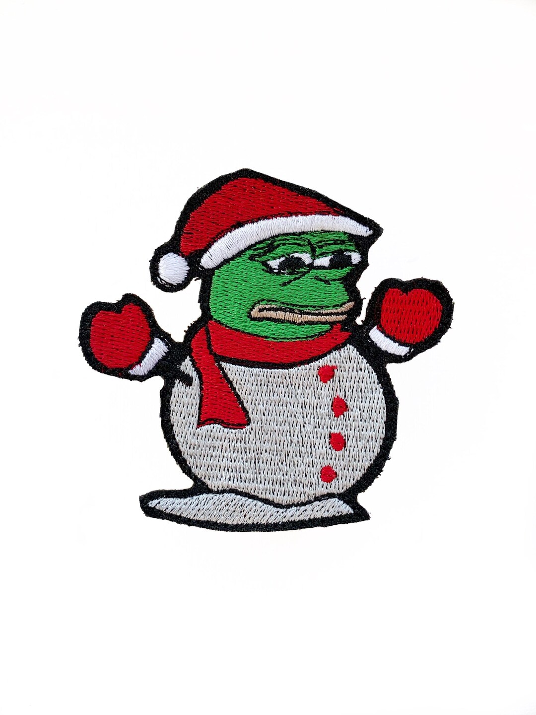 Christmas Pepe Embroidered Patch: Snowman Meme, New Year Gift - Etsy