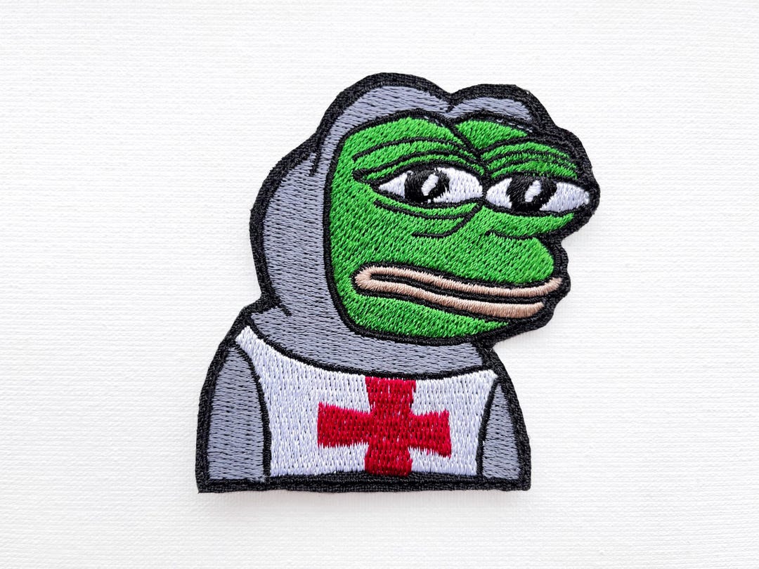 Pepe the Frog Crusader Patch, Pepe Frog Embroidered Patches, Green Frog Meme Patches, Pepe Meme ...