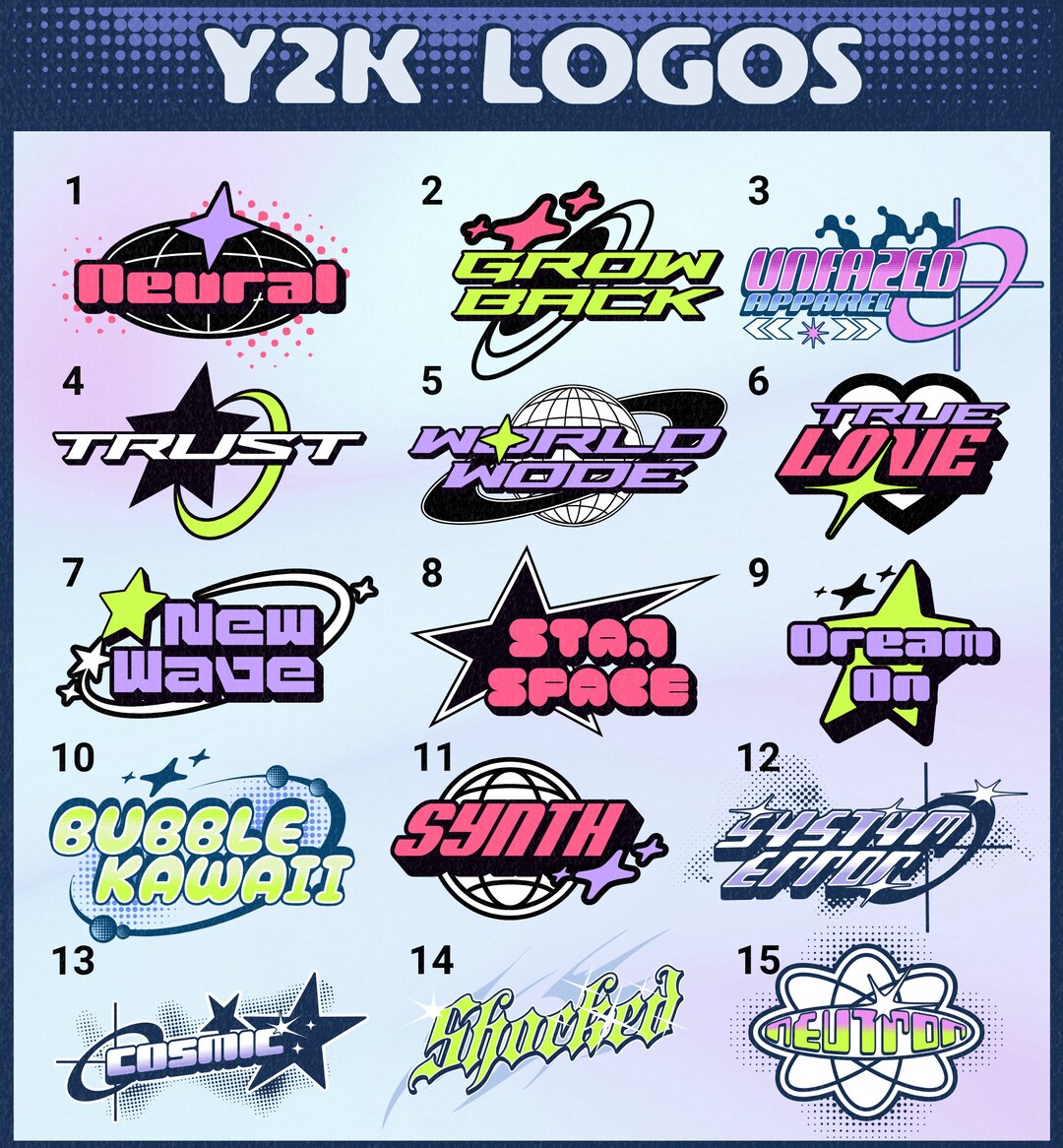 Custom Digital Y2K Logo, 2000s - Etsy