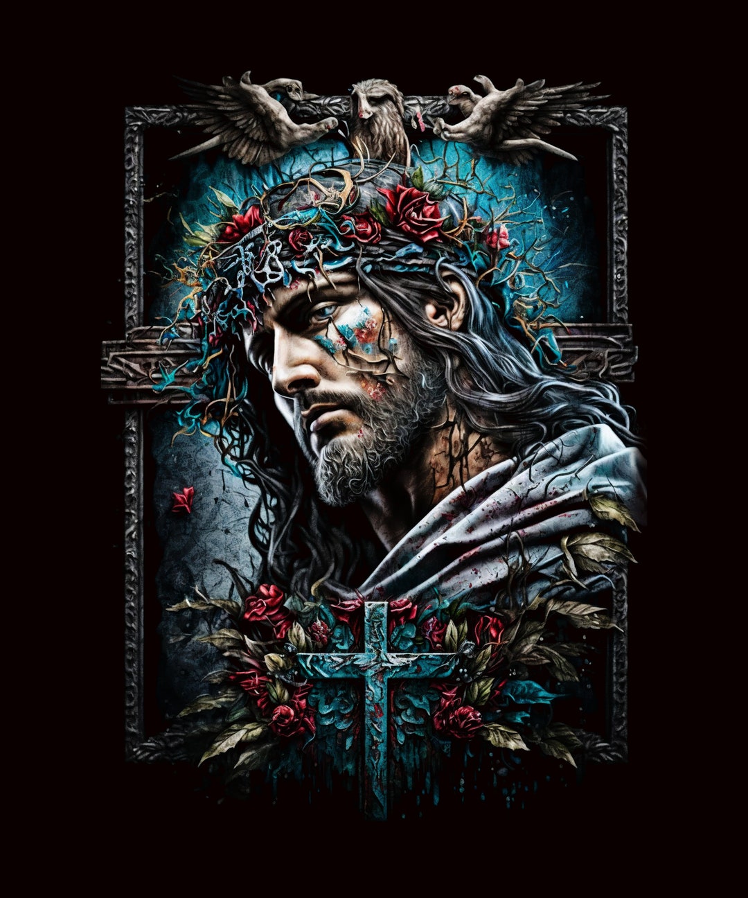 Jesus PNG Digital Jesus Crown of Thorns Jesus Design Christian Png ...