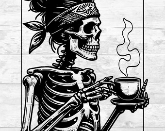 Skeleton Drinking Coffee Svg, Skeleton Drinks Coffee Svg, Skull ...