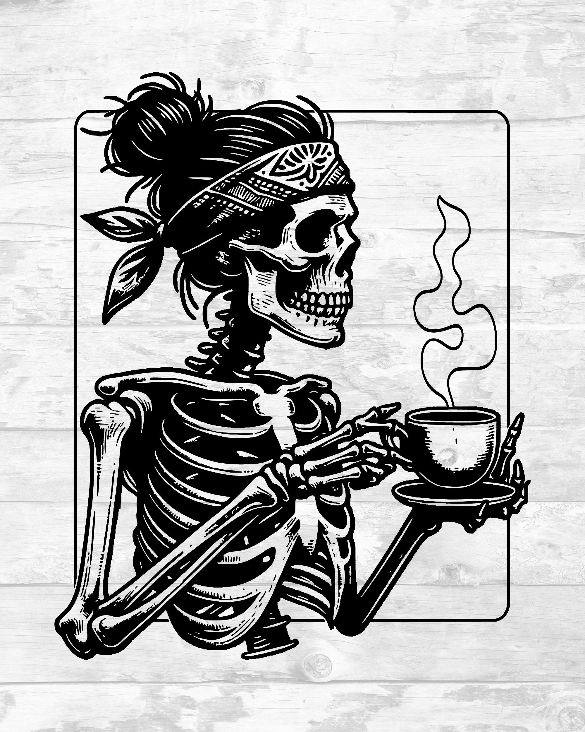 Skeleton Drinking Coffee SVG,PNG - Etsy