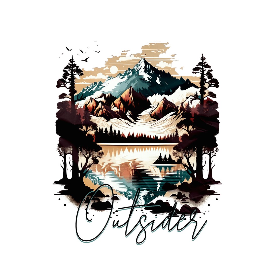Retro Mountain Scene PNG, Camping Sublimation Design (digital Download ...