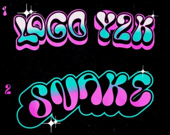 CHROME BUBBLE Typography custom Logo - Etsy