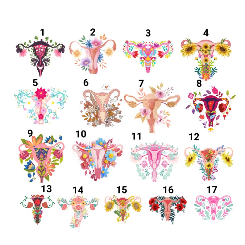 Floral Uterus PNG Clipart Bundle, Women's Rights Graphics (digital ...