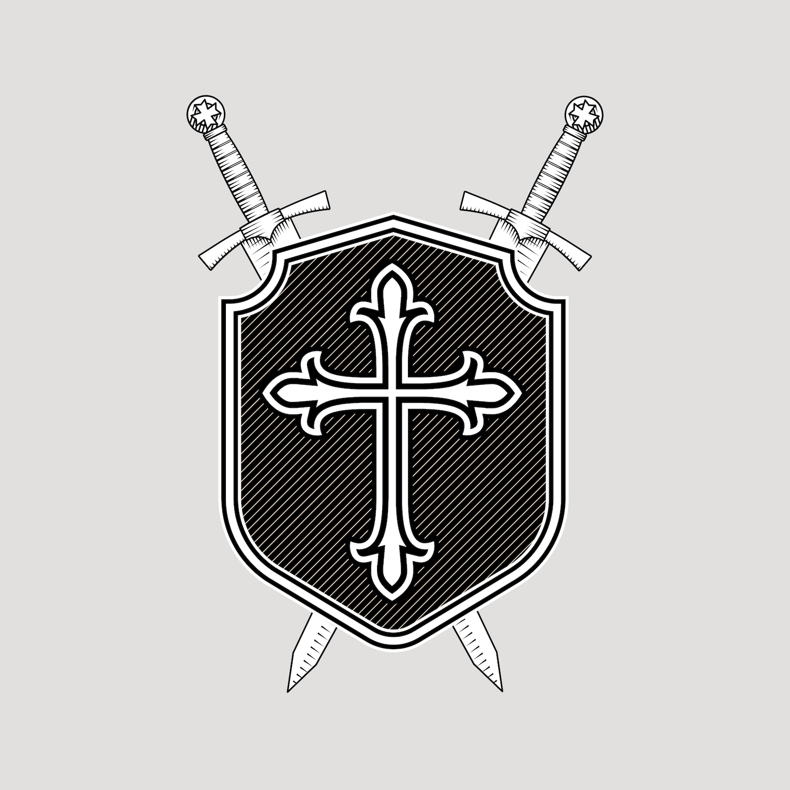 Shield With Cross and Crossed Swords SVG. Coat of Arms Svg Clipart ...