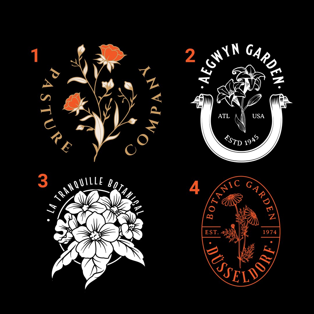 Wild Flower Logo, Flower Logo Design, Premade Logo, Botanical Logo ...