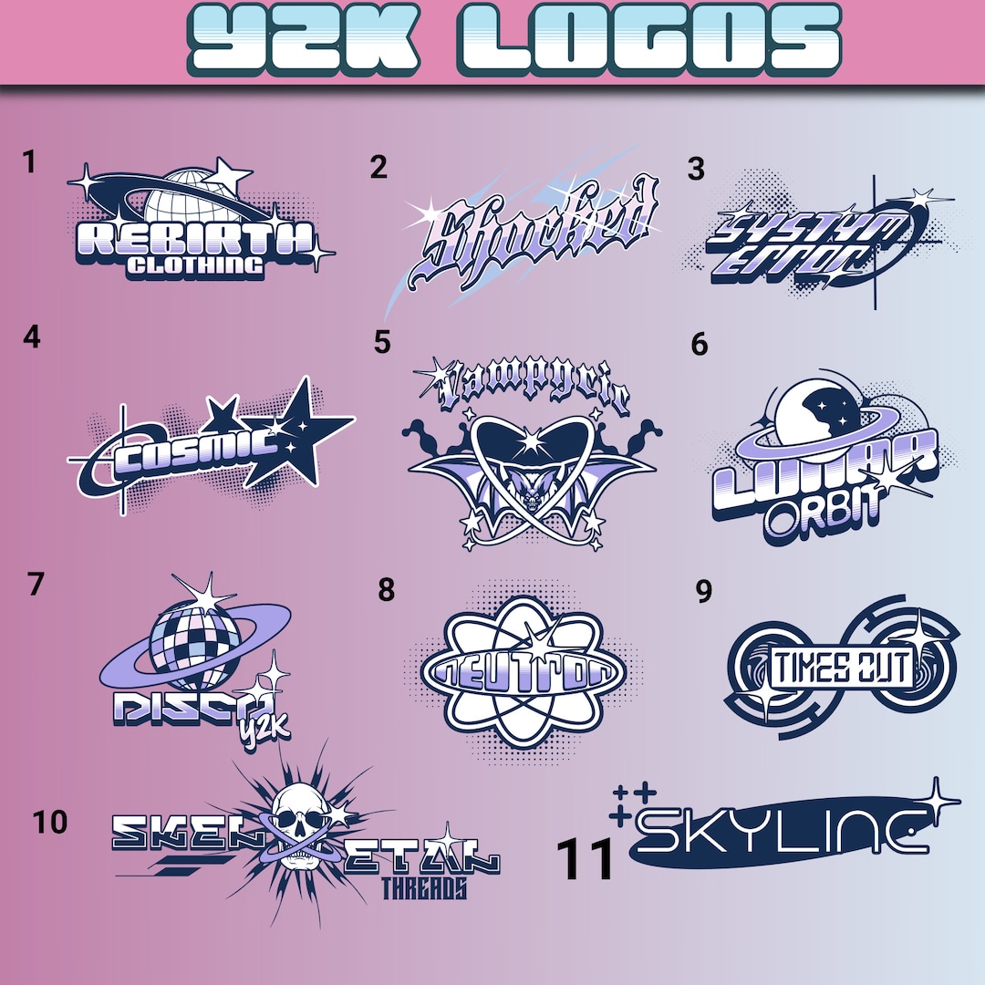 Custom Digital Y2K Logo, 2000s - Etsy