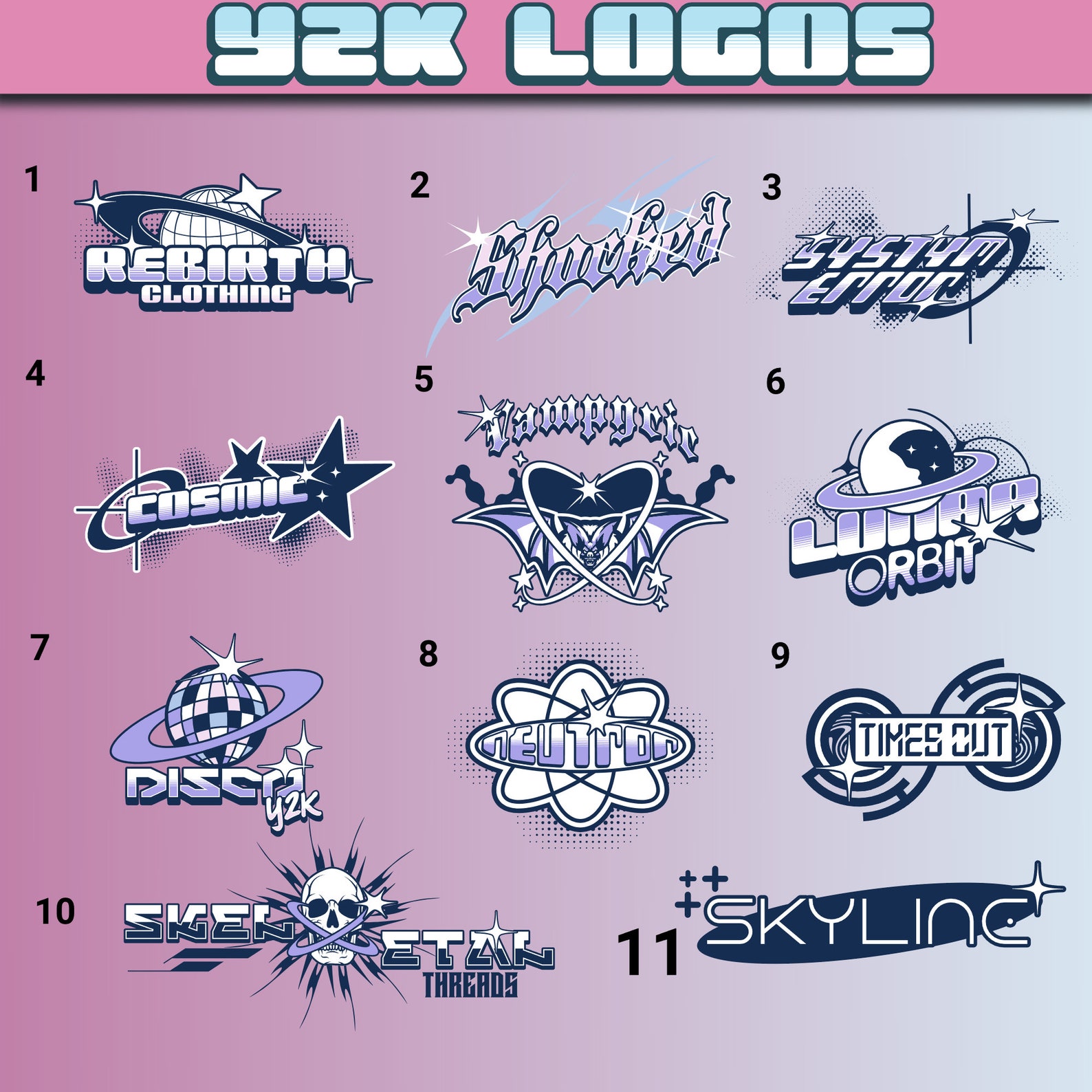 Custom Digital Y2K Logo, 2000s - Etsy