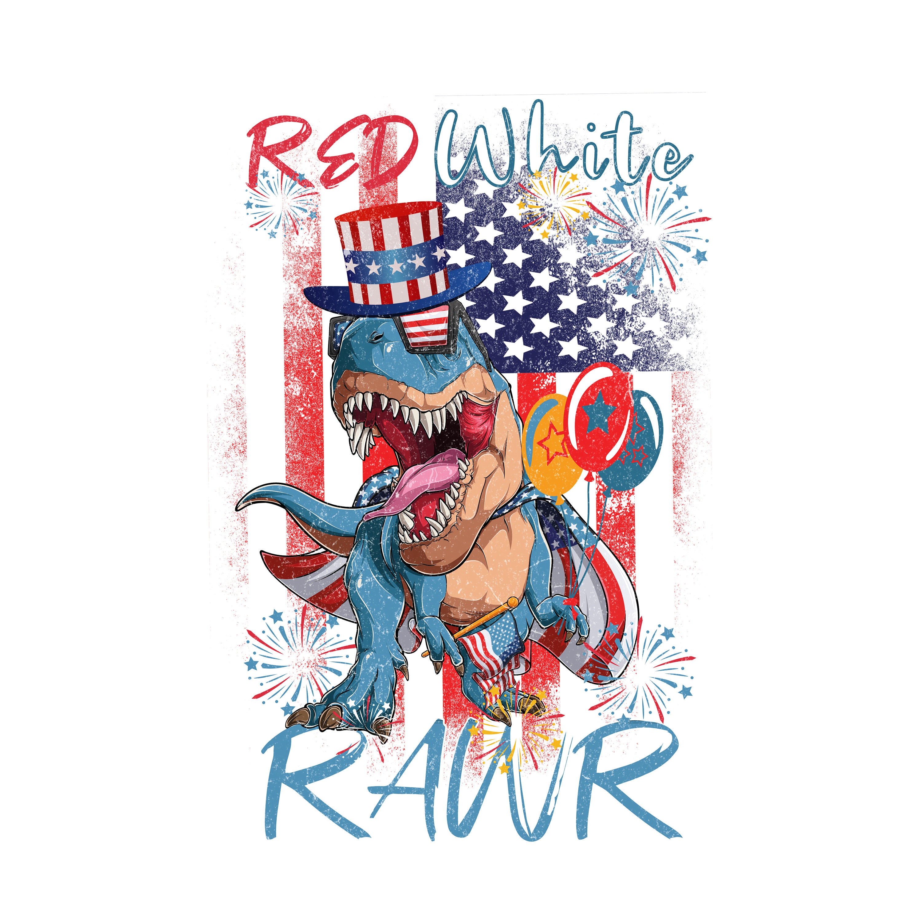 Patriotic Dinosaur PNG, 4th of July RAWR, Kids Shirt Design (digital ...