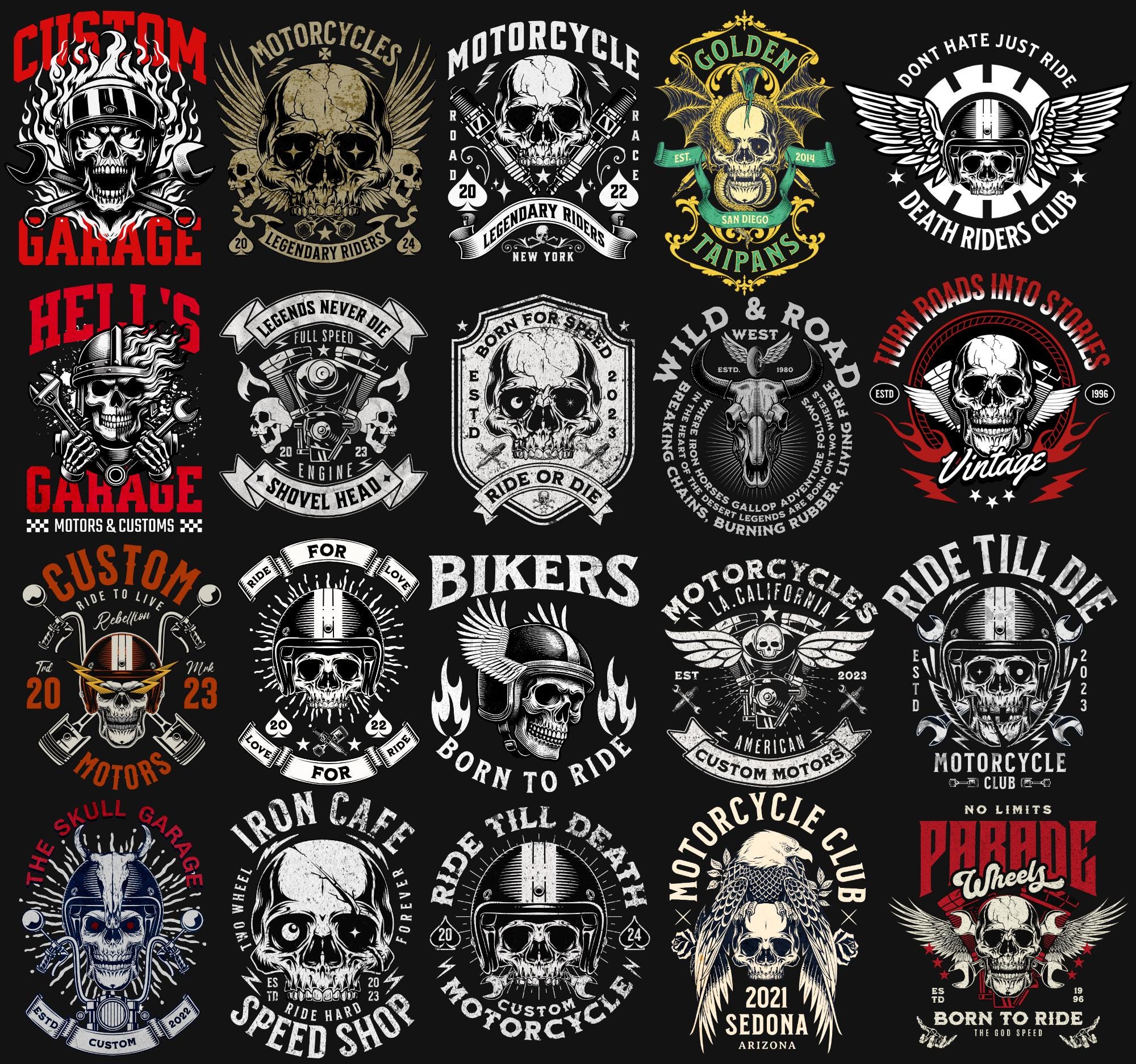 Biker Streetwear PNG Designs, Motorcycle Graphics Bundle (digital ...