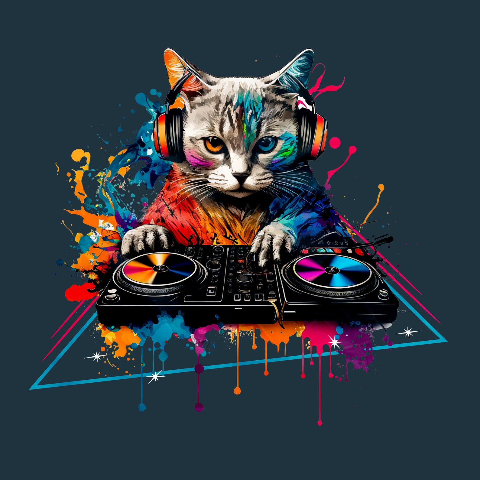 Cute DJ Cat PNG - Etsy