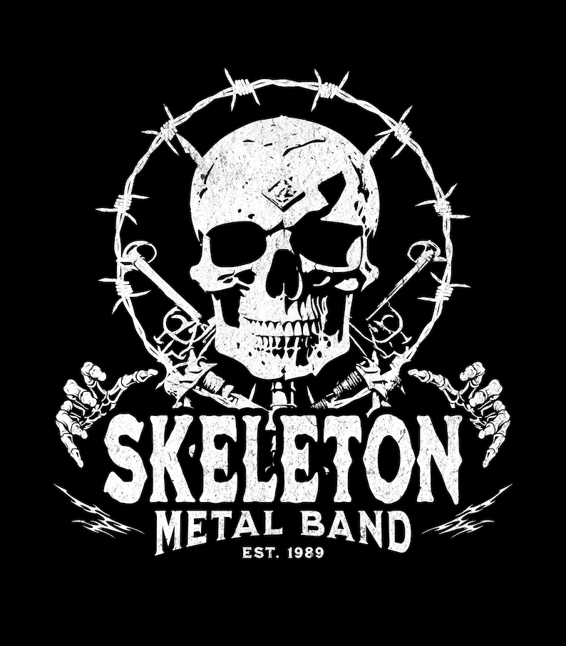 Custom Heavy Metal Skull Logo Design, Gothic Band Merch (digital ...
