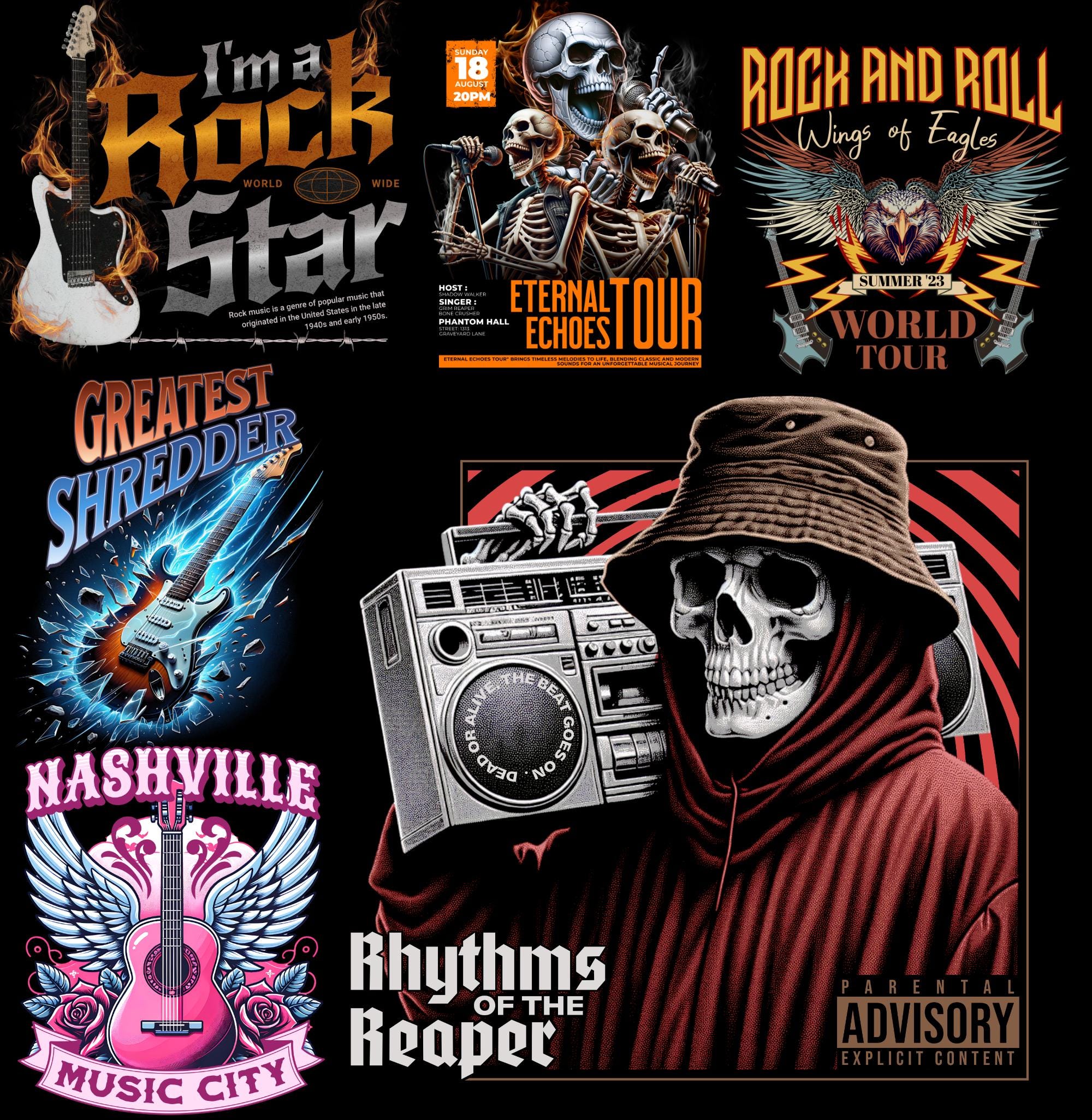 Exclusive Rock Band PNG Pack,premium Bundle of Trendy Urban Style ...