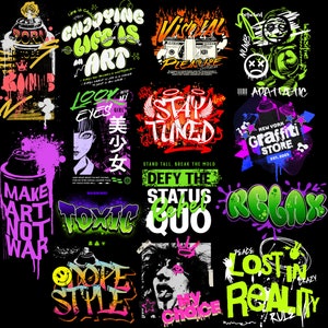 200 + Street Art Graffiti Design Bundle - Gamer Clipart T-shirt ...