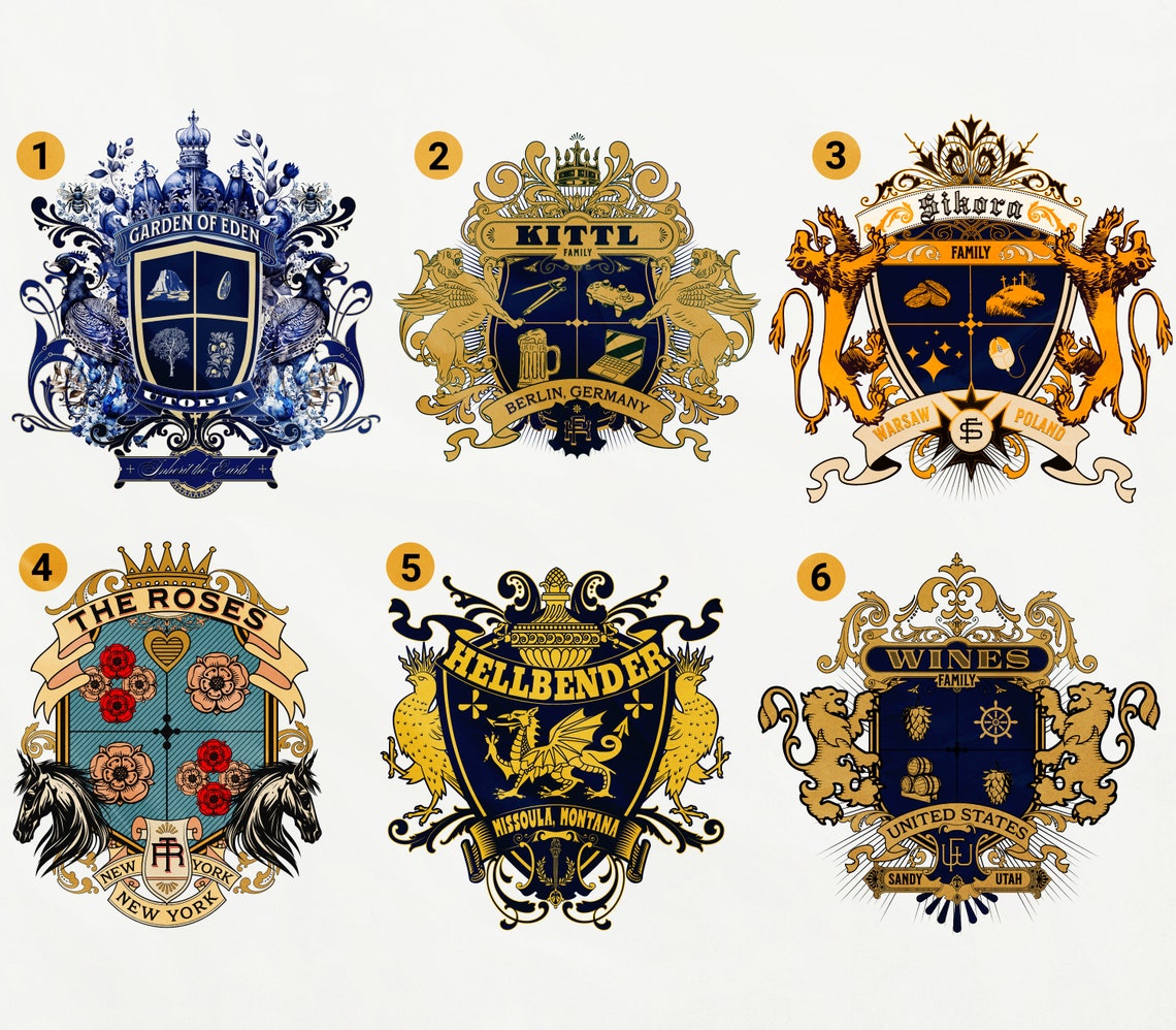 Custom Family Crest Logo Design | Heraldic Coat of Arms (digital Files ...