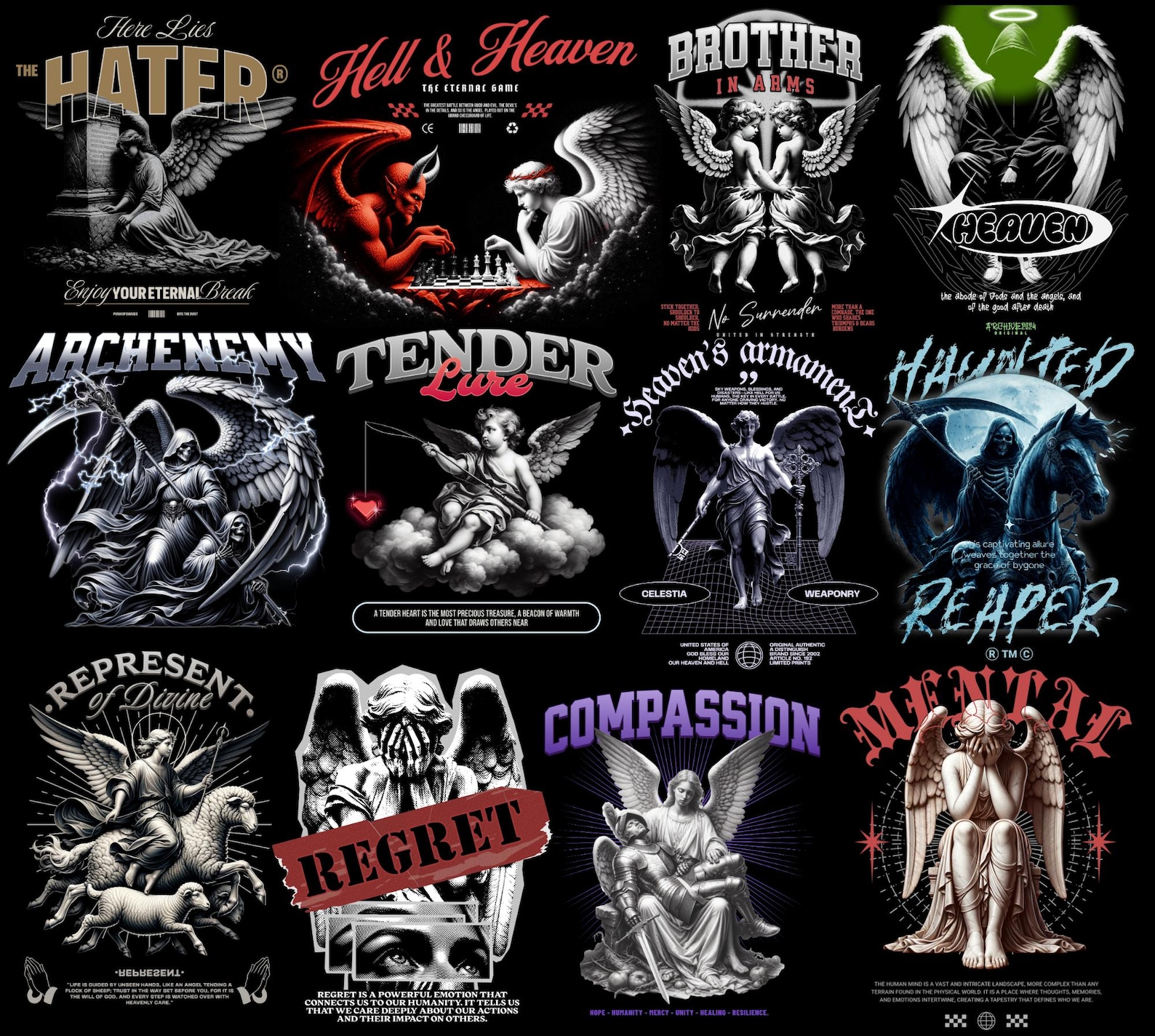 Angel Streetwear T-shirt Designs: PNG Bundle (digital Download) - Etsy