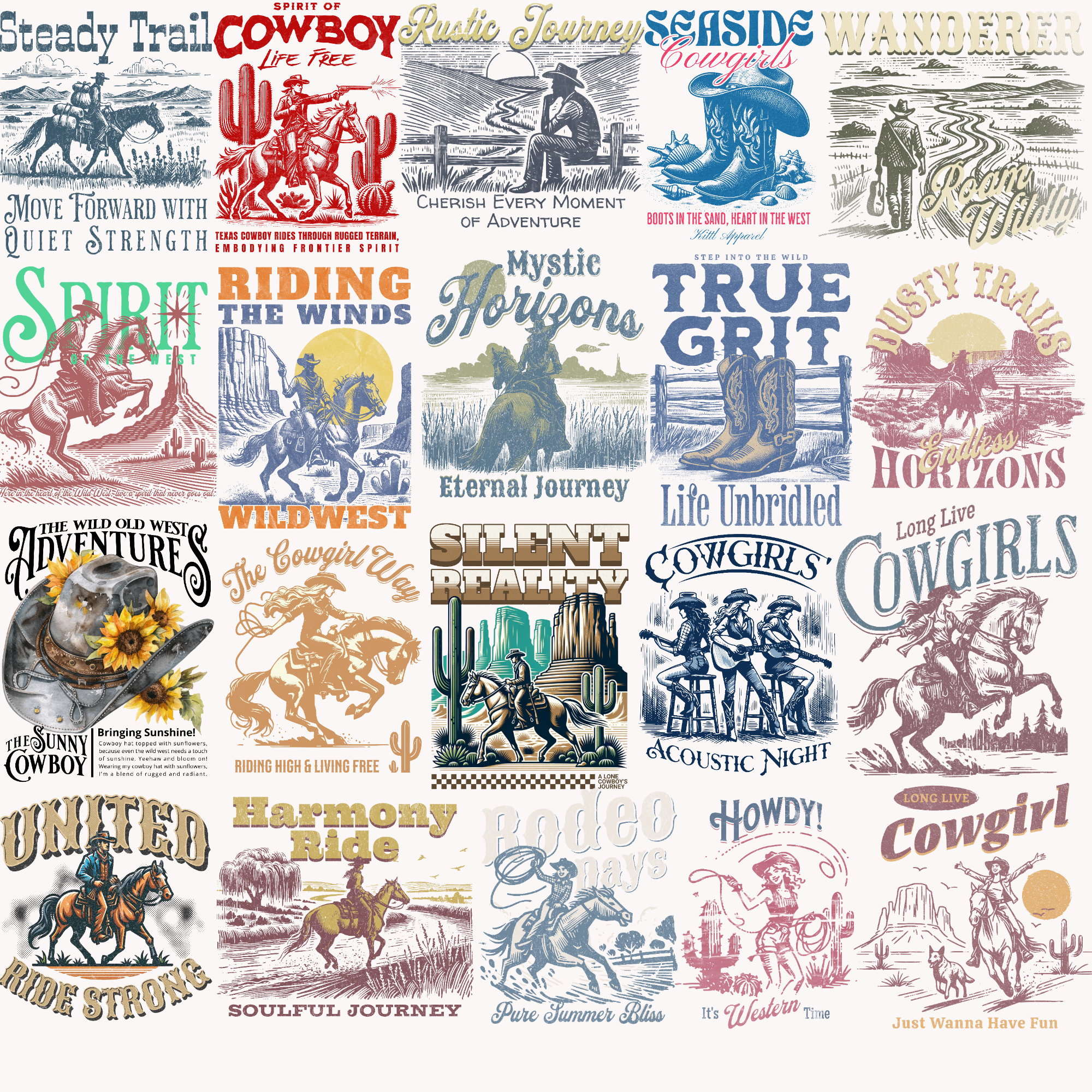 Western Cowboy PNG Bundle | T-shirt Print Design (digital Download) - Etsy