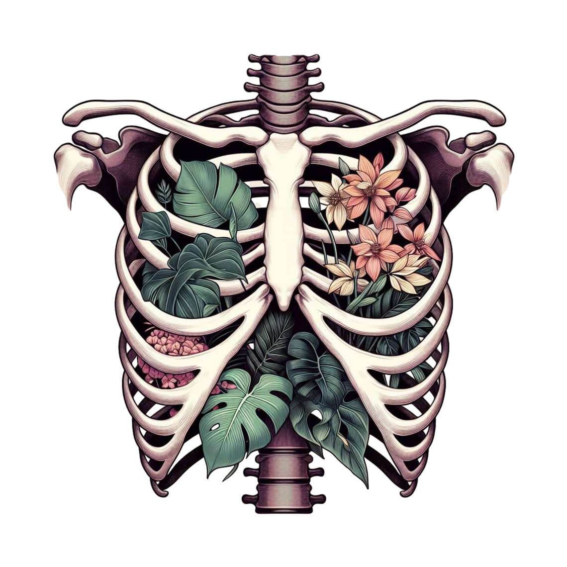 Floral Skeleton PNG Sublimation, Printable, - Etsy