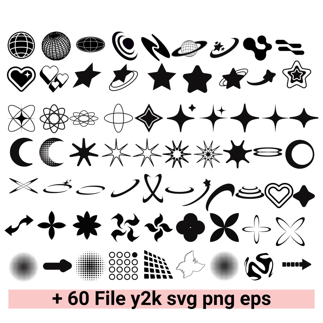 Y2K Attributes +60 File Svg,png,eps - Etsy