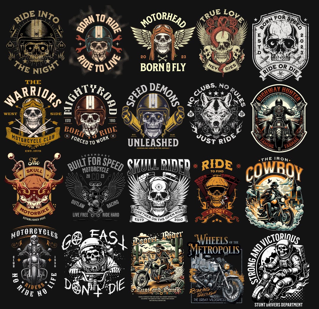 Motorcycle Biker Streetwear PNG Designs, T-shirt Graphics Bundle, Biker ...