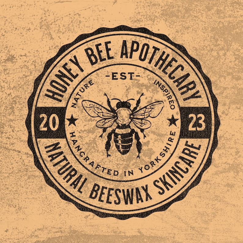 Round Bee Logo Design, Vintage Honey Logo, Rustic Bee Logo Design, Logo ...