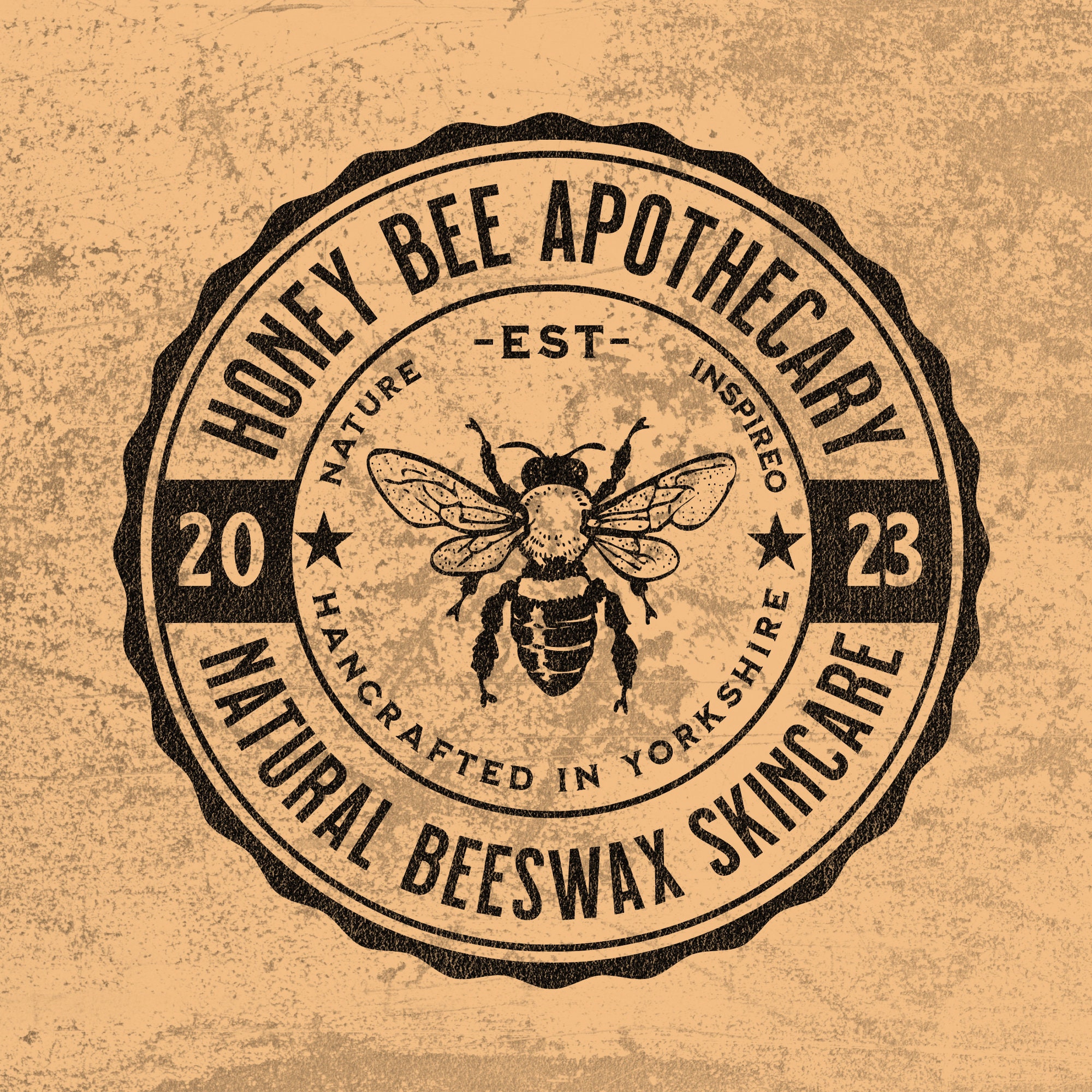 Round Bee Logo Design, Vintage Honey Logo, Rustic Bee Logo Design, Logo ...