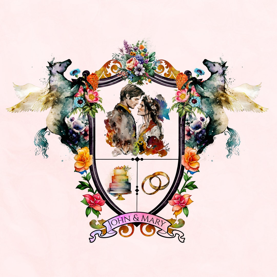 Custom Wedding Crests, Monograms, Emblems, Watercolor, Personalized ...