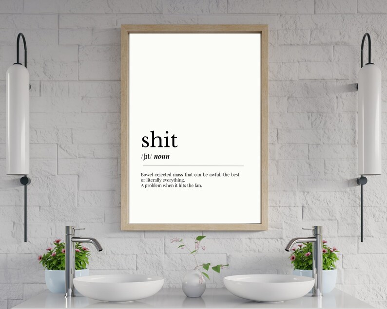 Shit Definition Print Black and White, Dictionary Style Poster, Wall ...
