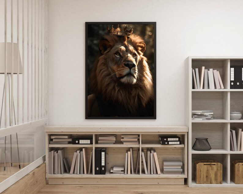 Lion With Crown Wall Art | Lion Poster | Lion Canvas | Digital Download ...