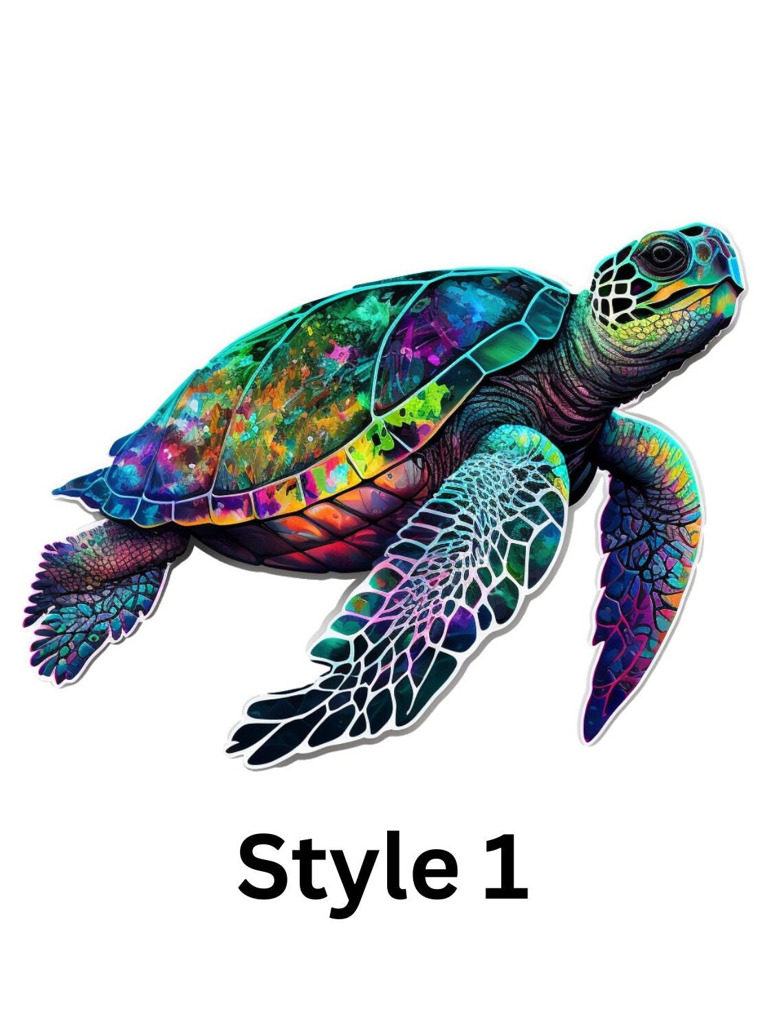 Vibrant Sea Turtle 2 Color Styles Holographic Vinyl Sticker Paper is ...